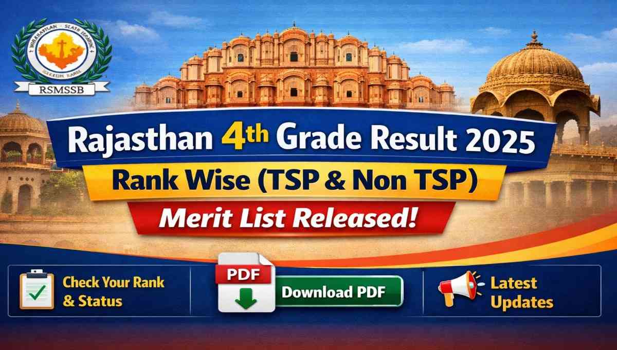 Rajasthan 4th Grade Result 2025 Rank Wise (TSP &Non TSP) | चतुर्थ ...